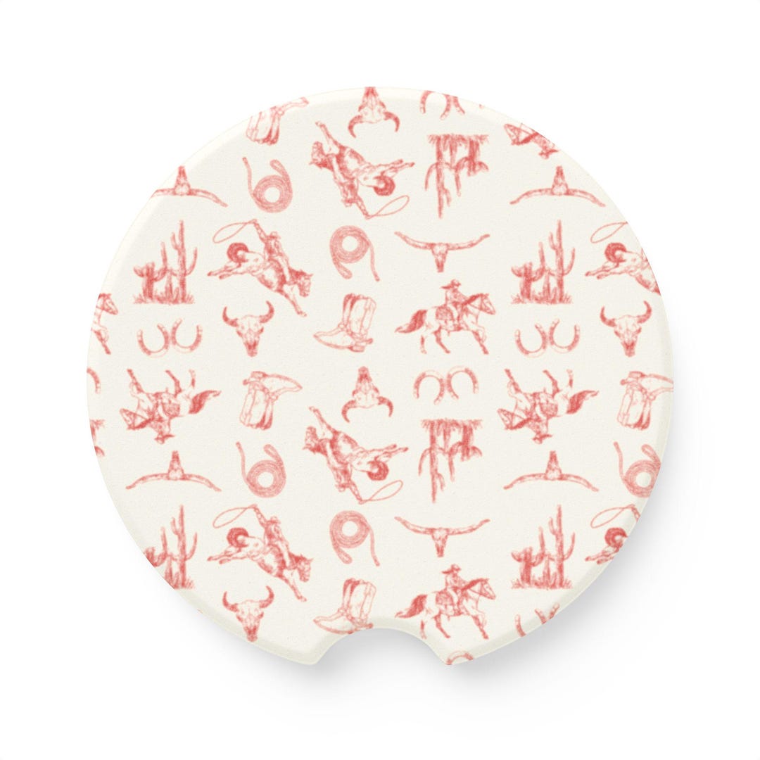 Vintage Western Soapstone Car Coaster Red Cowboy Coaster Car ...