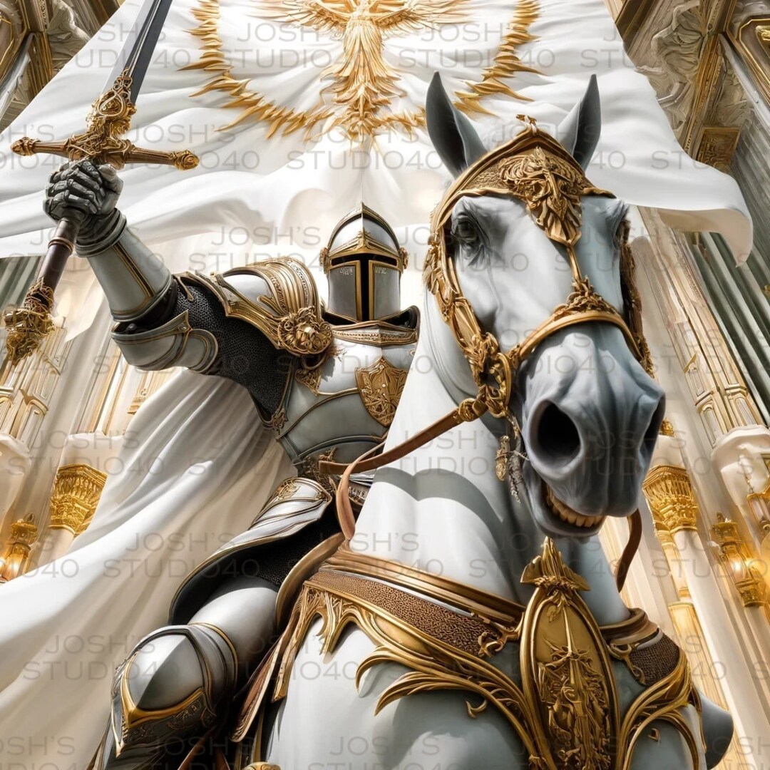 Epic Fantasy Art White Paladin Digital Ai Artwork Knight Mage Dragon ...