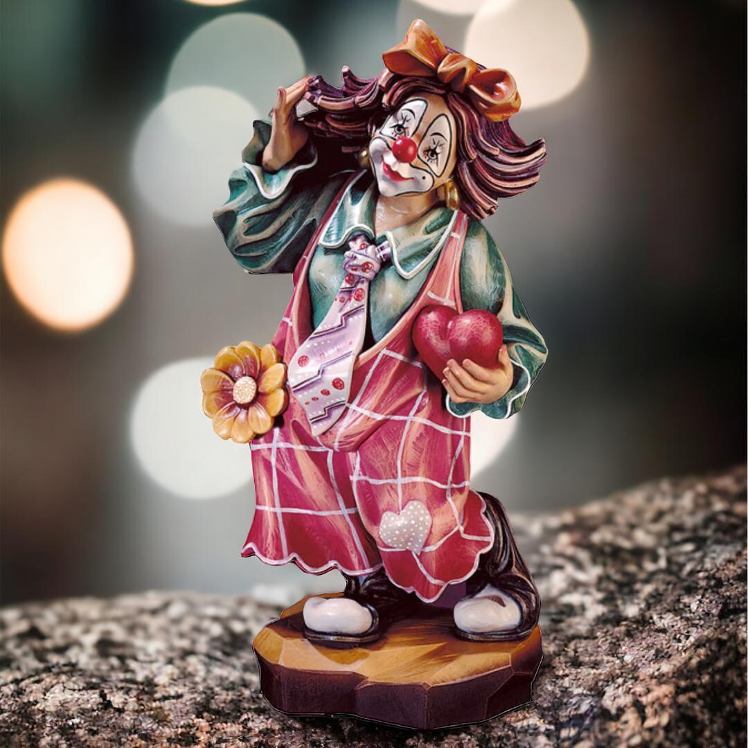 Clown Woman Wood, Wooden Sculpture From Val Gardena. It is Carved in ...