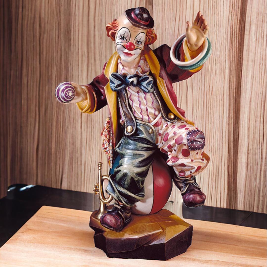 Clown Juggler Wood, Wooden Sculpture From Val Gardena. It is Carved in ...