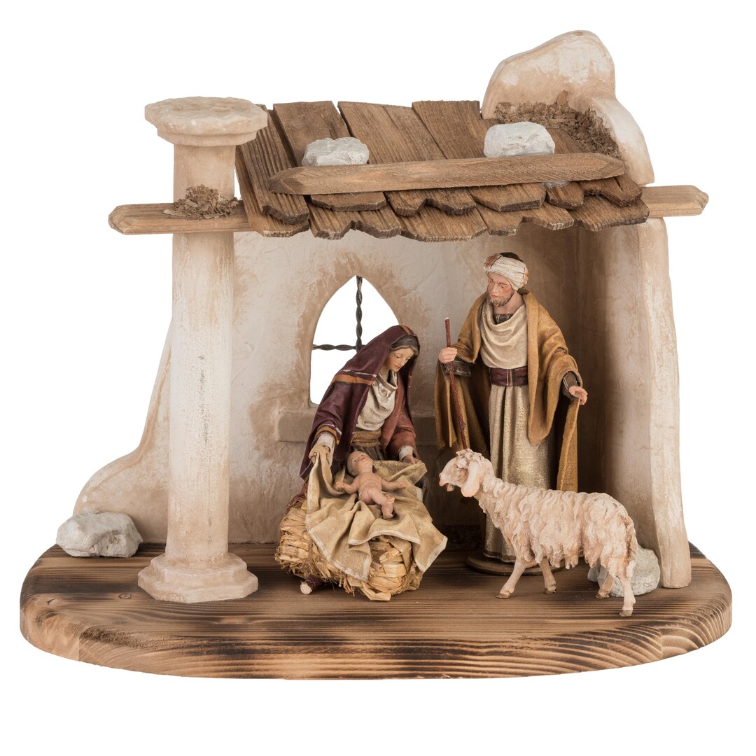 4-piece Nativity Scene Figurine Set With Hut, Immanuel Series - Etsy