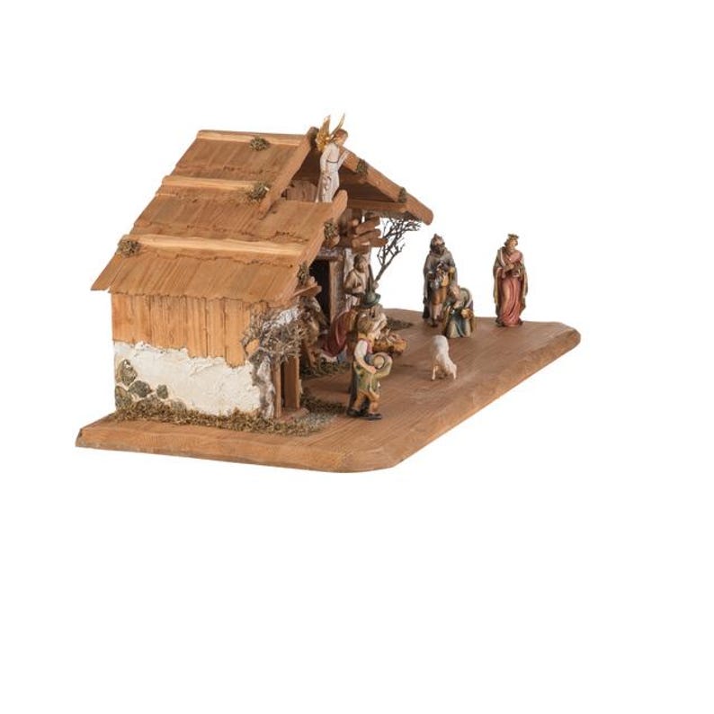 14-piece Wooden Peasant Nativity Scene Figurine Set With Hut, Tyrolean ...