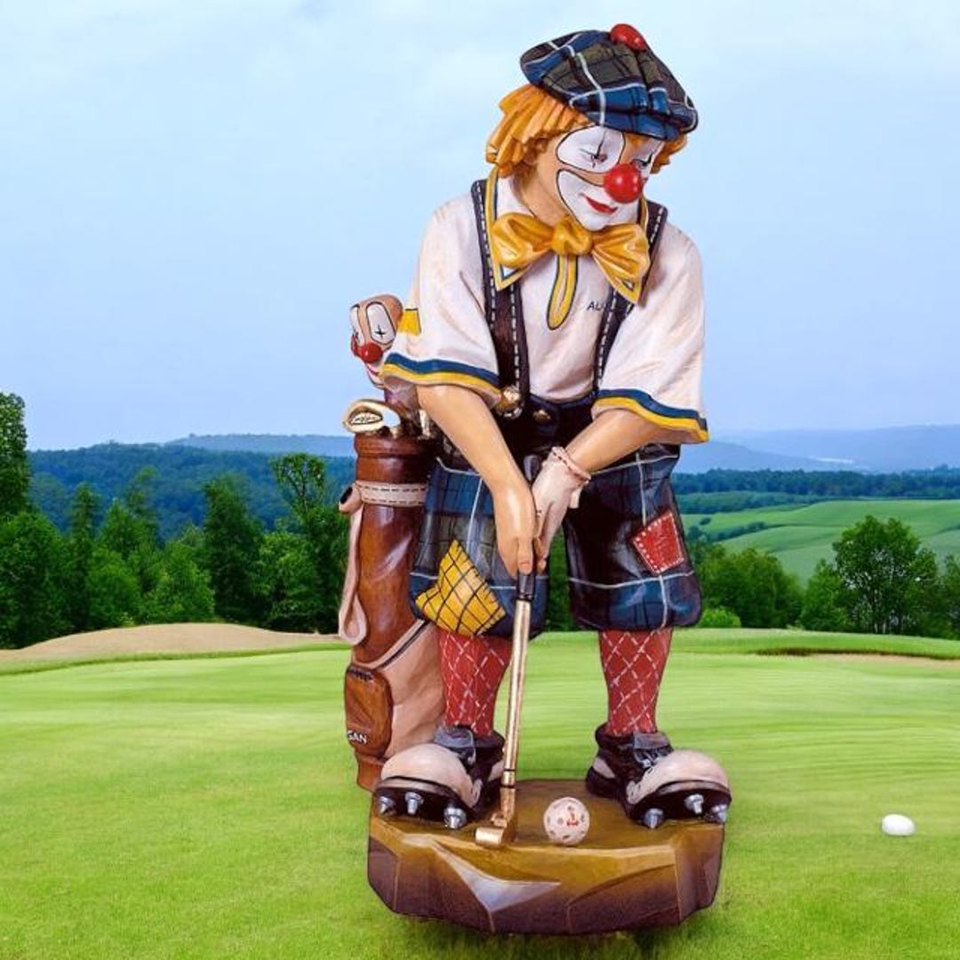 Clown Golfer Wood, Wooden Sculpture From Val Gardena. It is Carved in ...