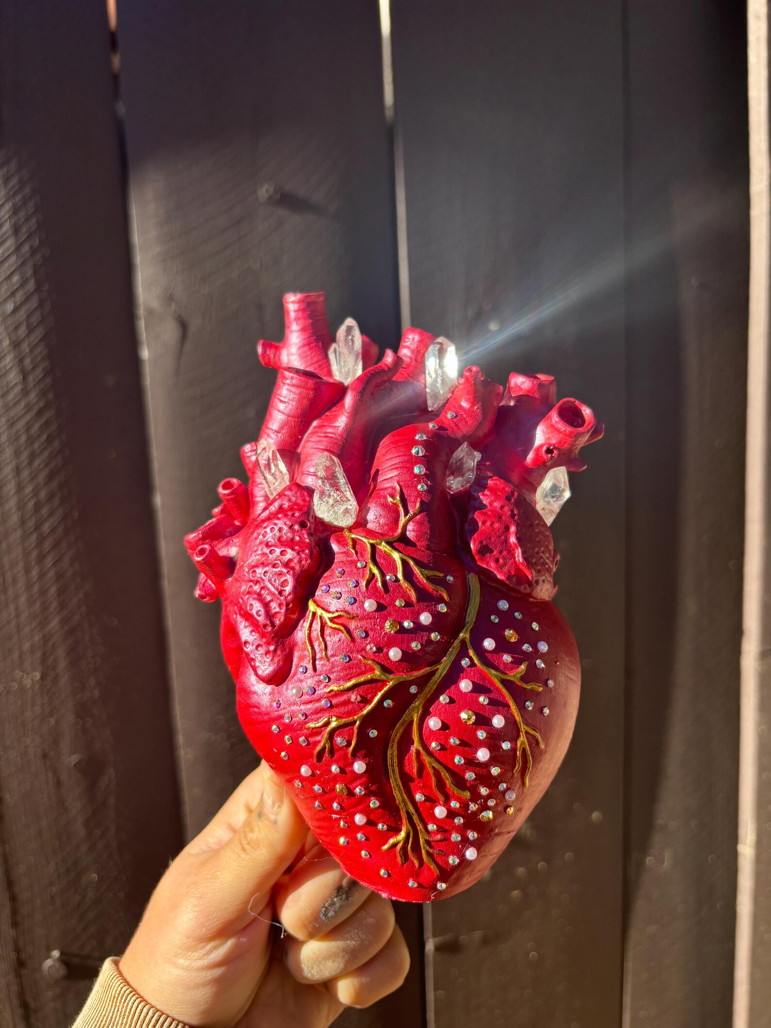 RUBY MYSTIC HEART Anatomical Heart Flower Vase Unique Art Piece ...