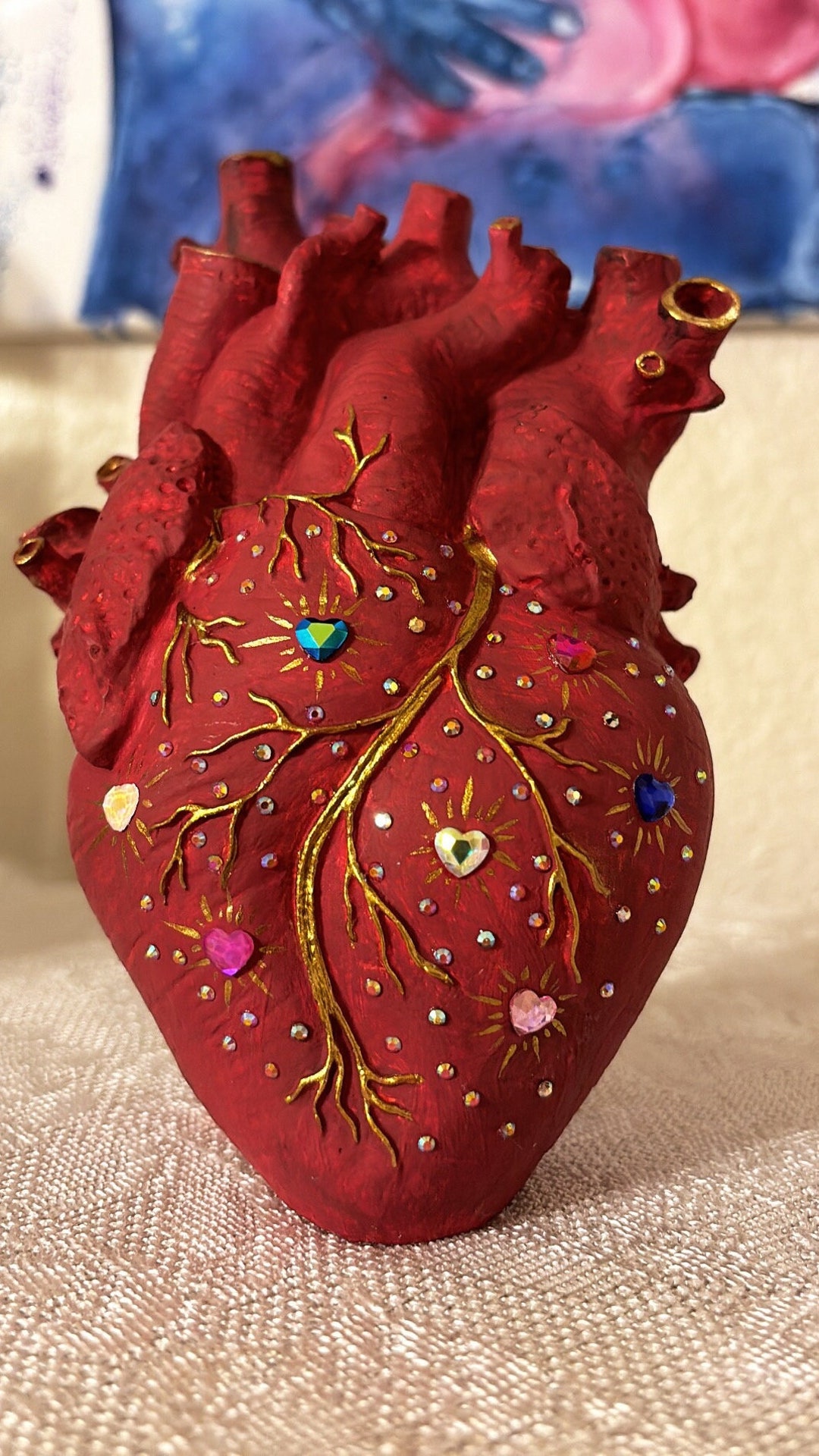 SACRED Anatomical Heart Flower Vase Unique Art Piece Handmade Crystal ...
