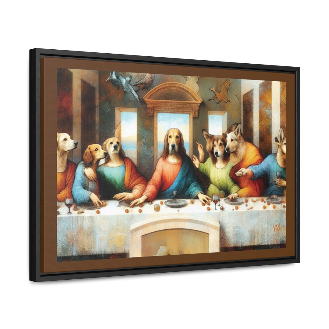 Dogs Last Supper IAV Gallery Canvas Wraps Wall Art Horizontal Black ...