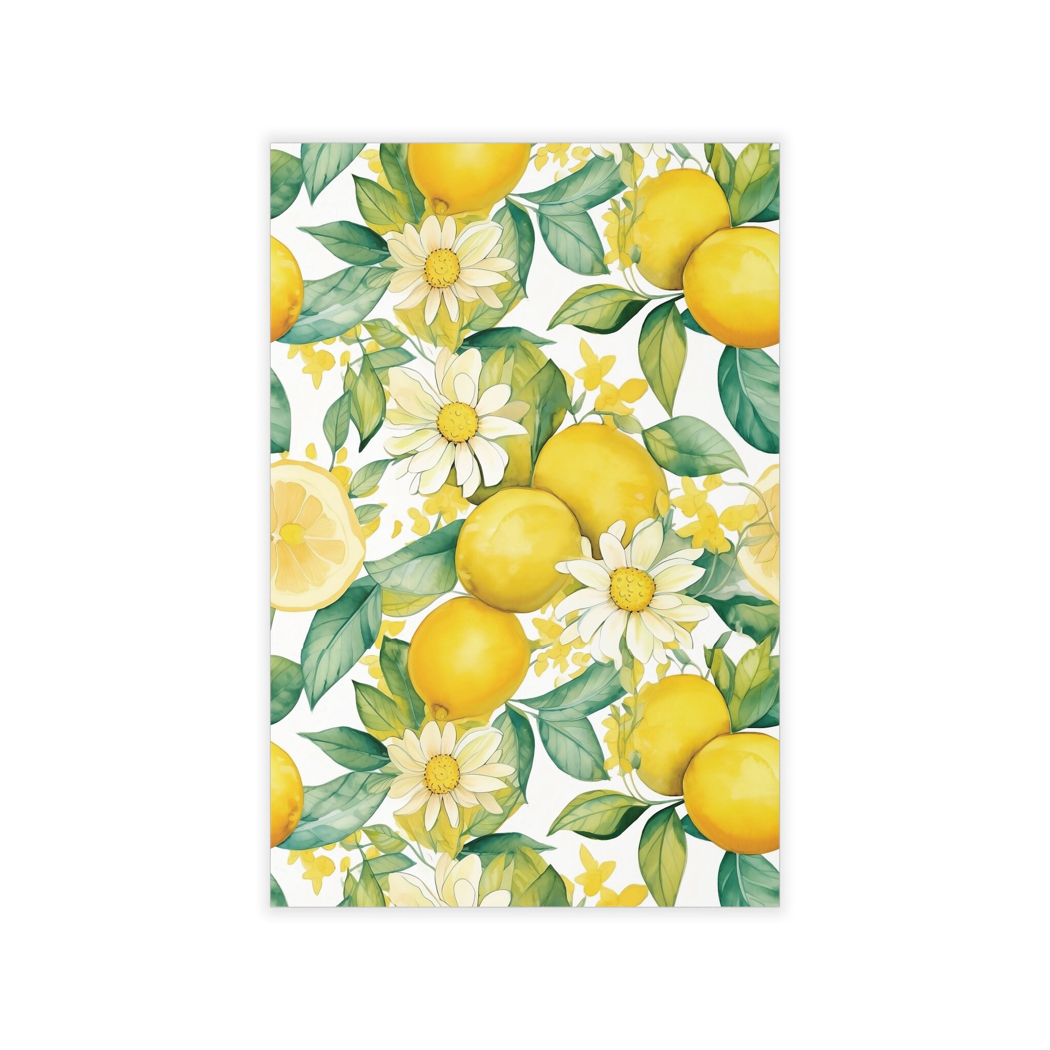 White Daisies and Lemons on Cream Color Background Wall Decals - Etsy