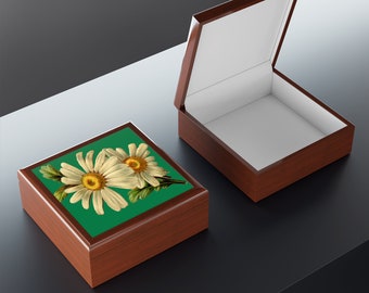 Stained Glass Jewelry Box WHITE DAISY - Etsy