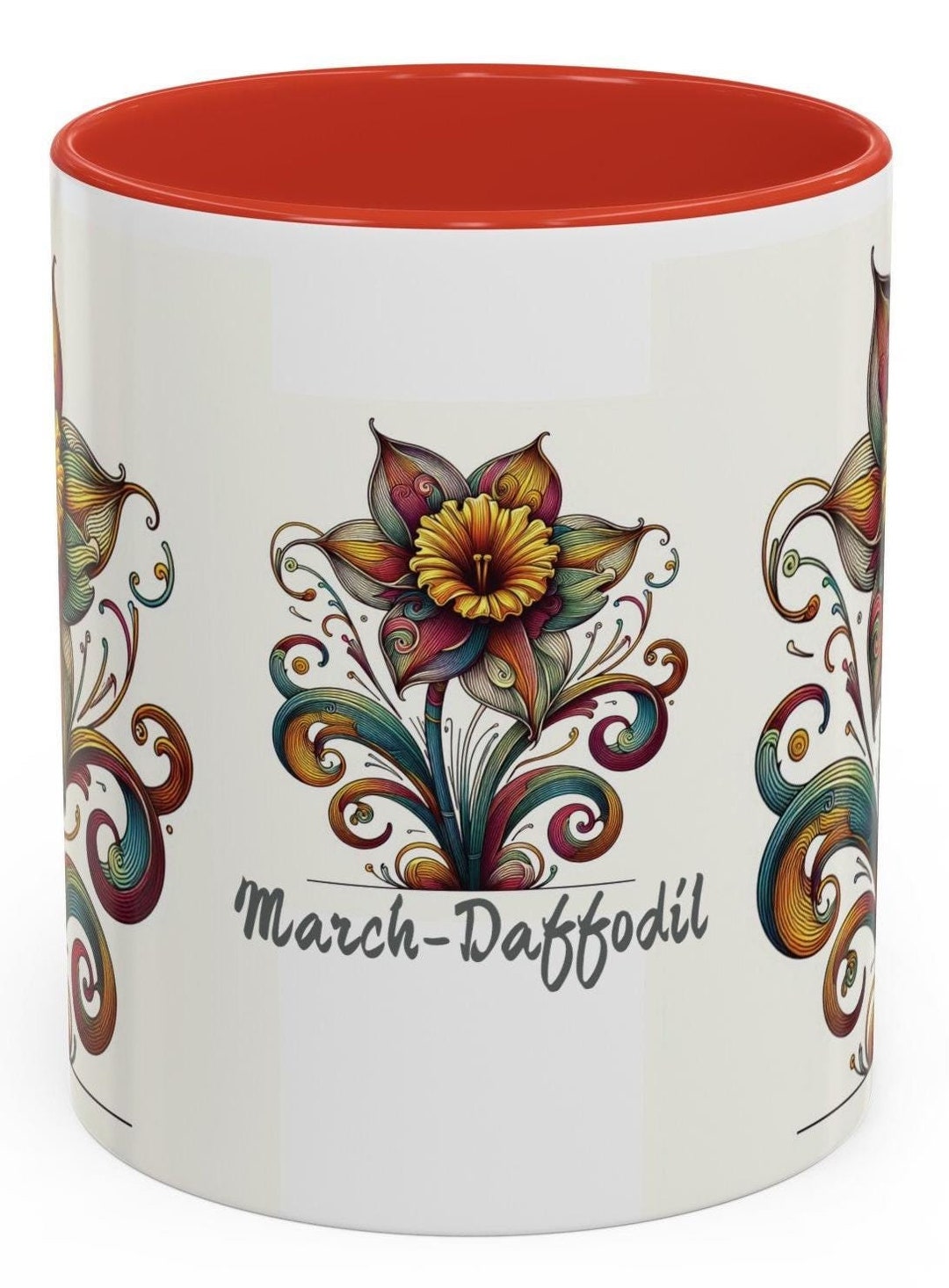 Flower of the Month March Daffodil Accent Coffee Mug, Birthday Her Him ...