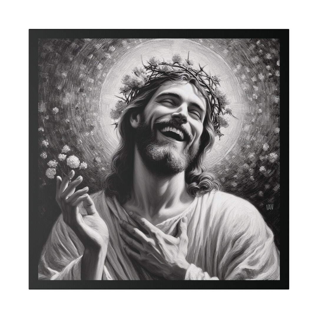 Sweet Jesus Laughingjoyful V2 Black and White IAV Art Matte Canvas ...