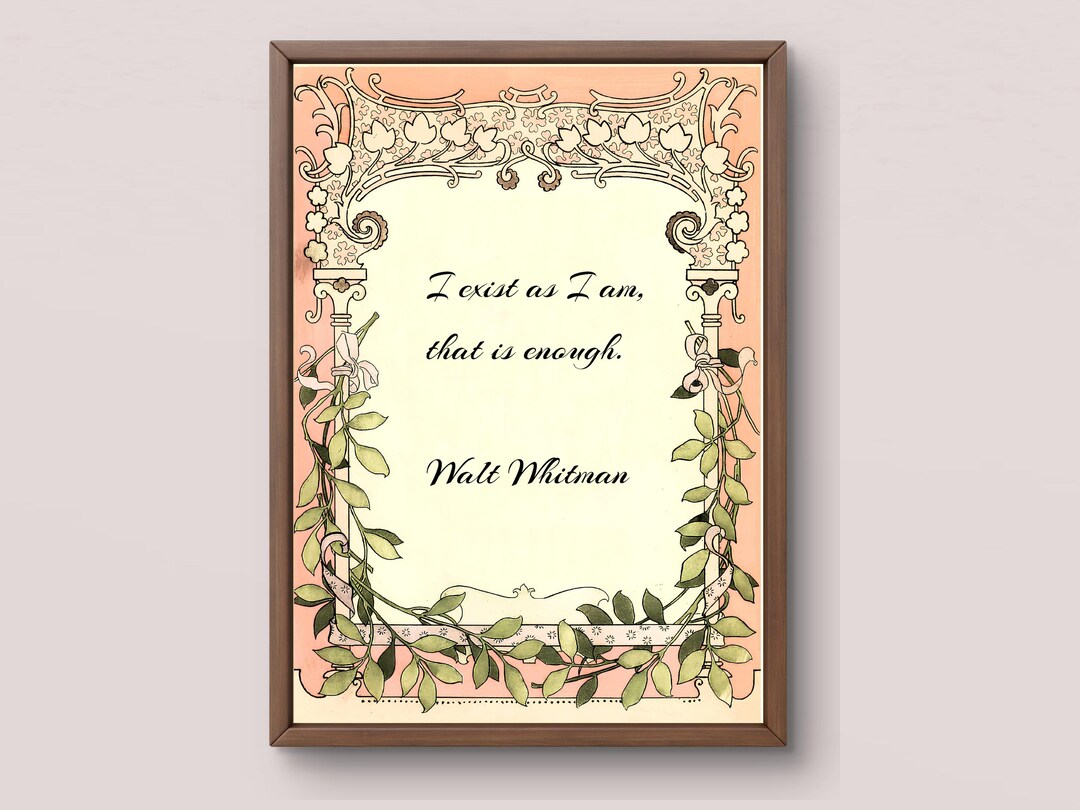 Walt Whitman Quote Card Printable, Original Vintage Flower Border, Gift ...