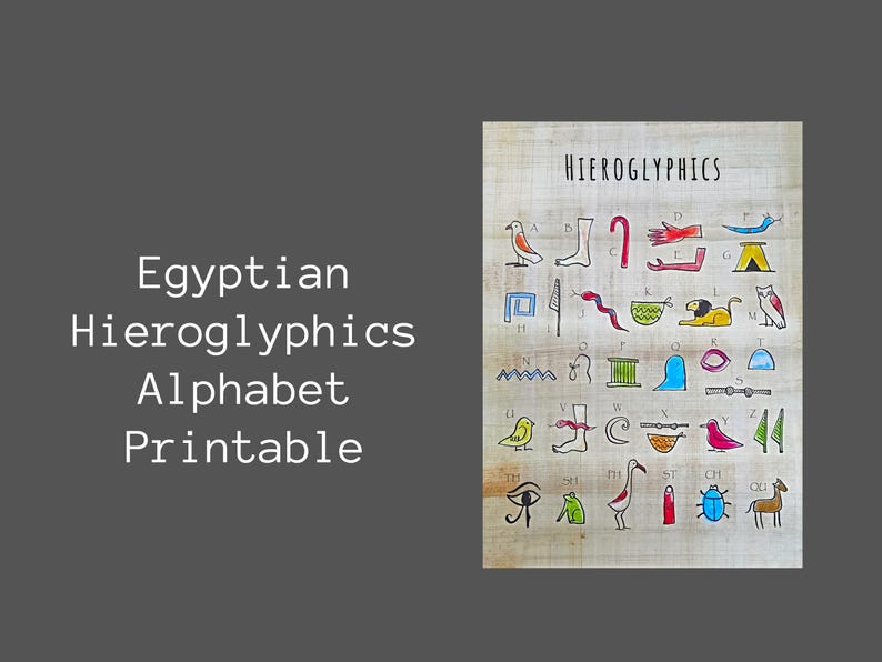 Egyptian Hieroglyphics Alphabet Printable, A to Z Chart for Kids ...