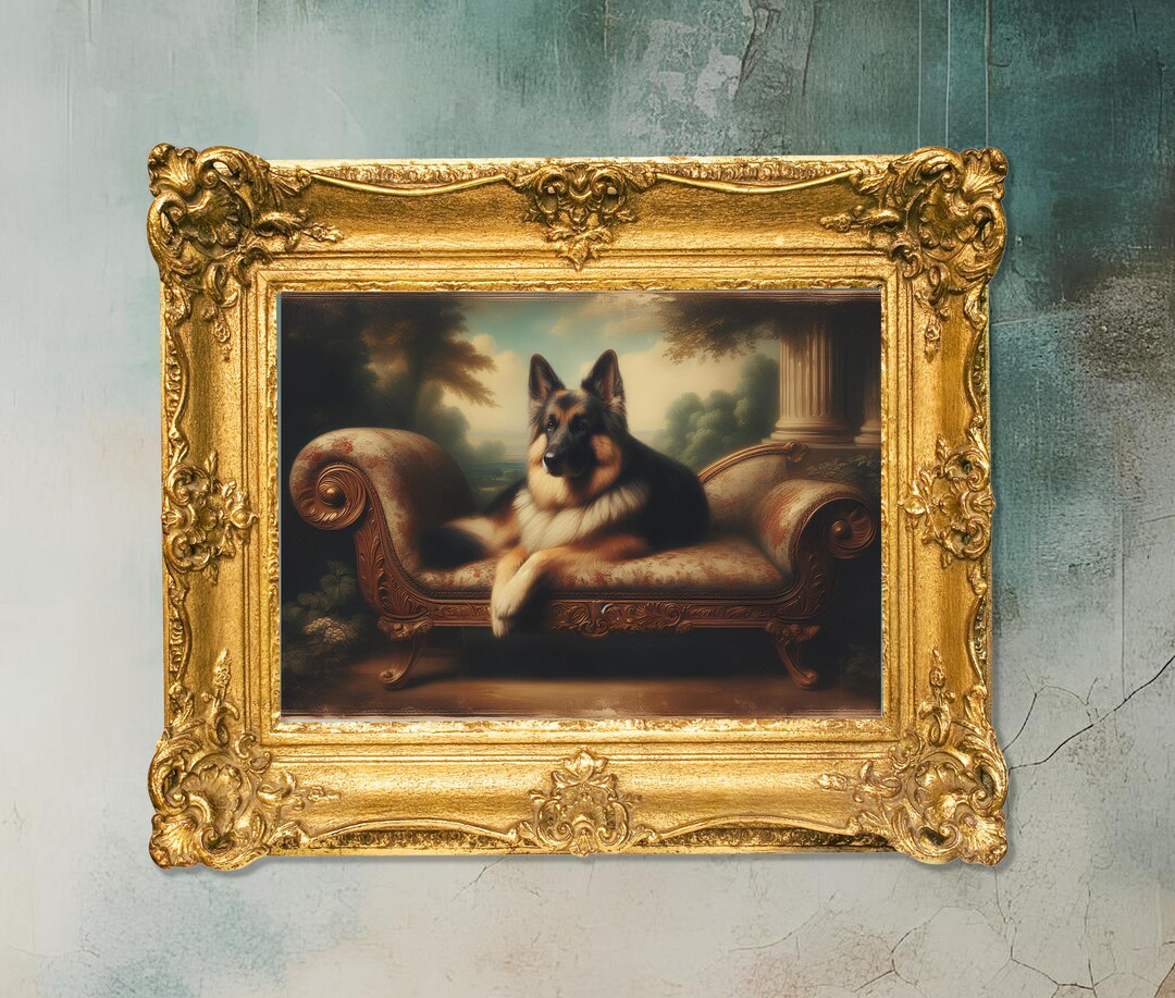 German Shepherd Classical Oil Painting Art Print. High Quality Instant ...