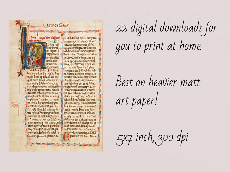 Medieval Illuminated Manuscript Prayer Book Pages | Digital Download ...