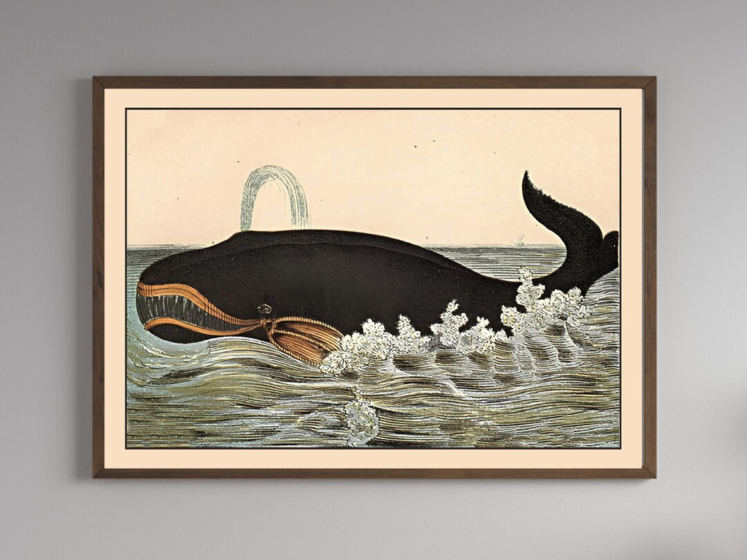 Antique Whale Print Japanese Woodblock Ocean Art Digital Download ...