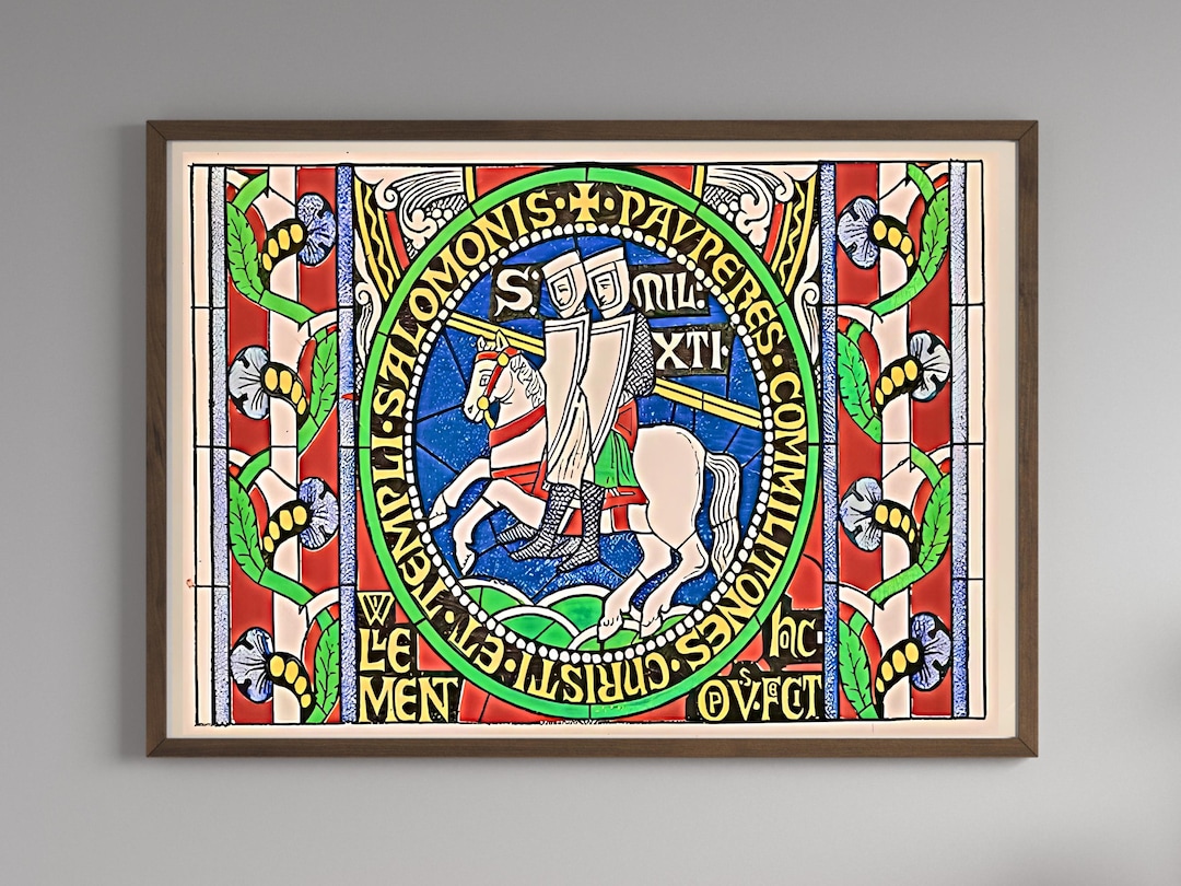 Knights Templar, Masonic Wall Decor, Stained Glass Window Art, Antique ...