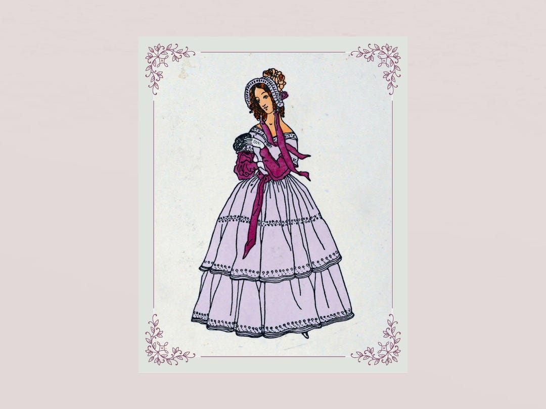 Antique Ladies Fashion Picture, Woman in Dress, High Quality Instant ...