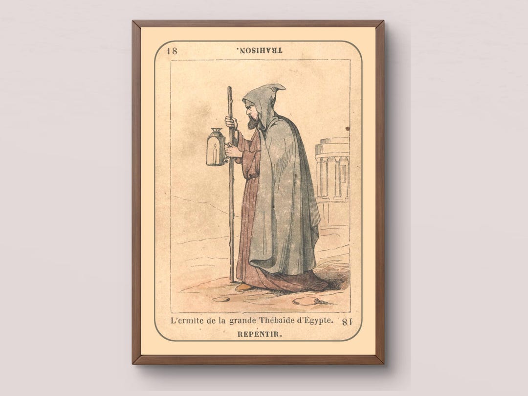 Vintage French Tarot Hermit Card | Digital Download | 1800s Egyptian ...