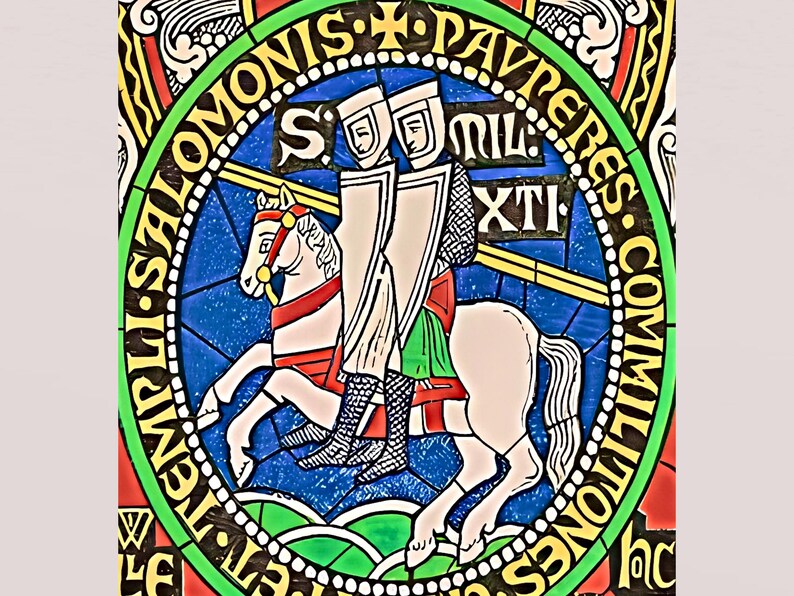 Knights Templar, Masonic Wall Decor, Stained Glass Window Art, Antique ...