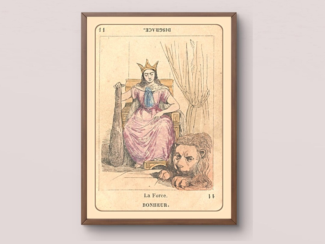 French Tarot Card La Force Digital Download | Vintage Fortune Telling ...