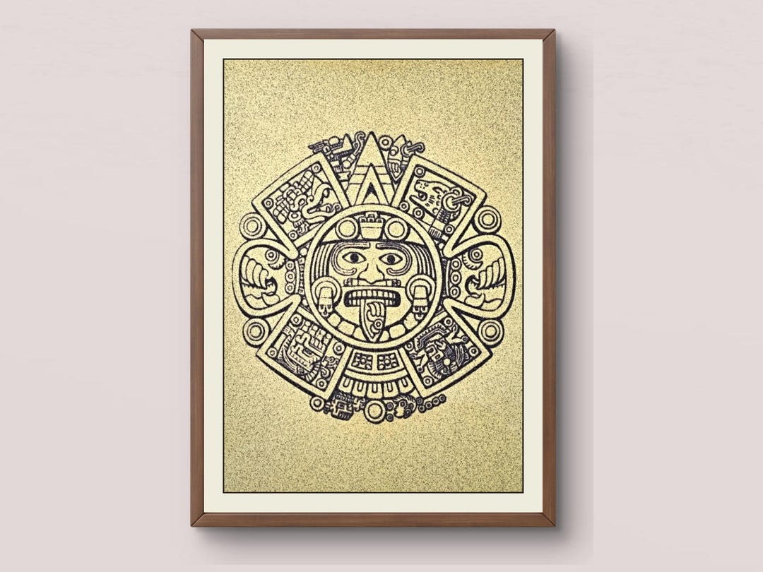 Aztec Calendar Digital Print | Ancient Mexican Sun Stone Art ...