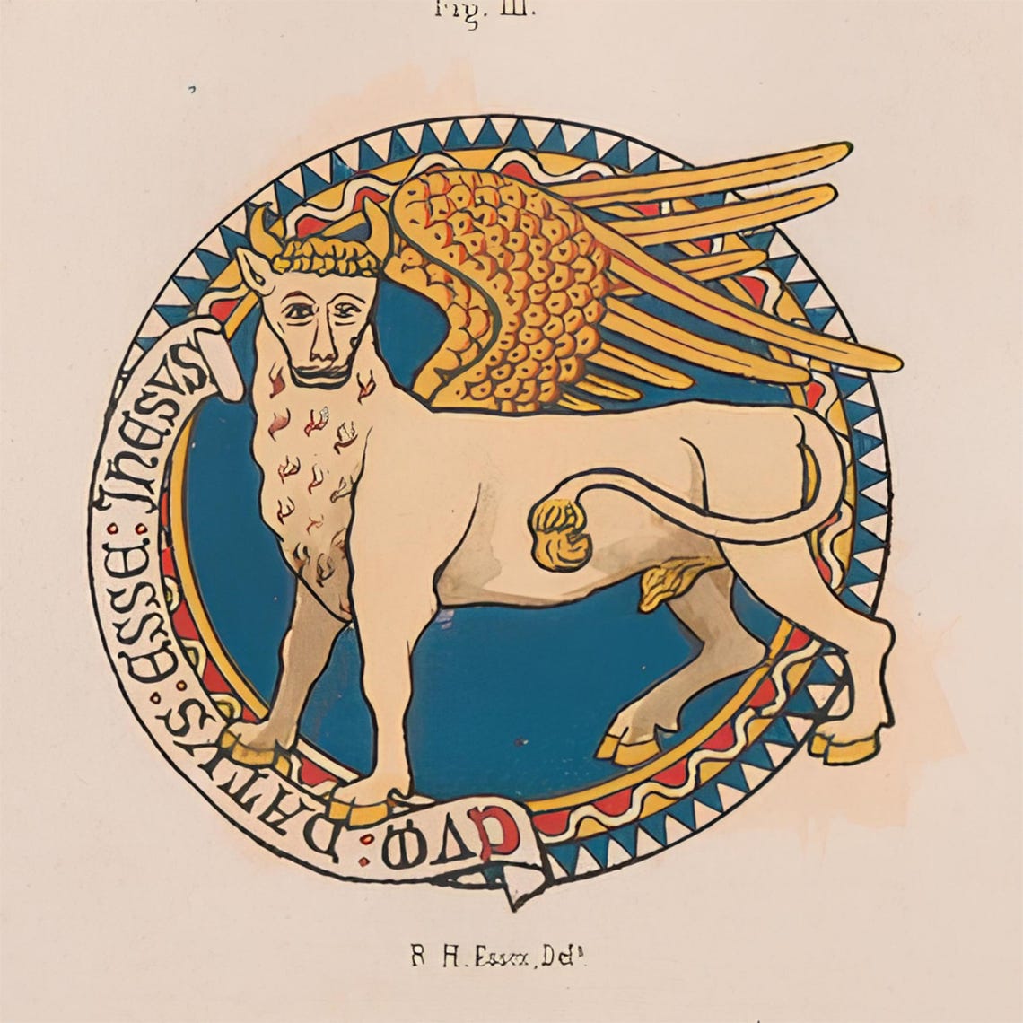 Winged Lion, Masonic Wall Decor, Stained Glass Window Art, Antique ...
