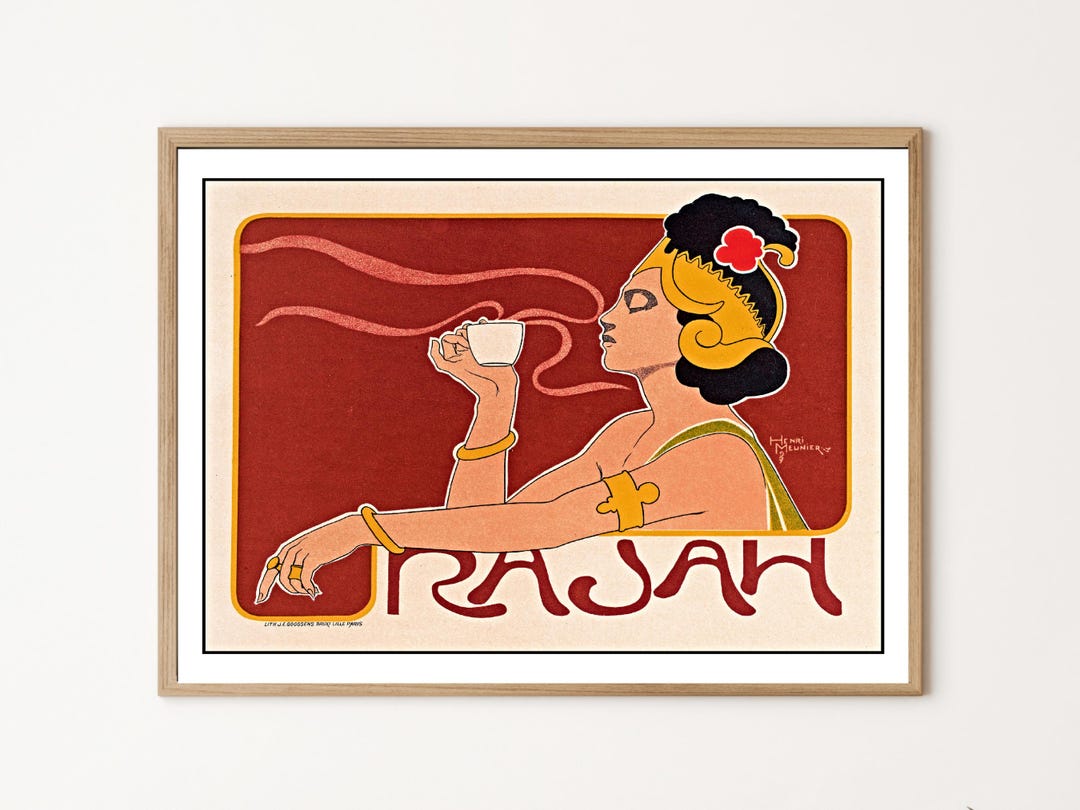 Art Nouveau Coffee Advert Print | Rajah Vintage Poster | Henri Meunier ...