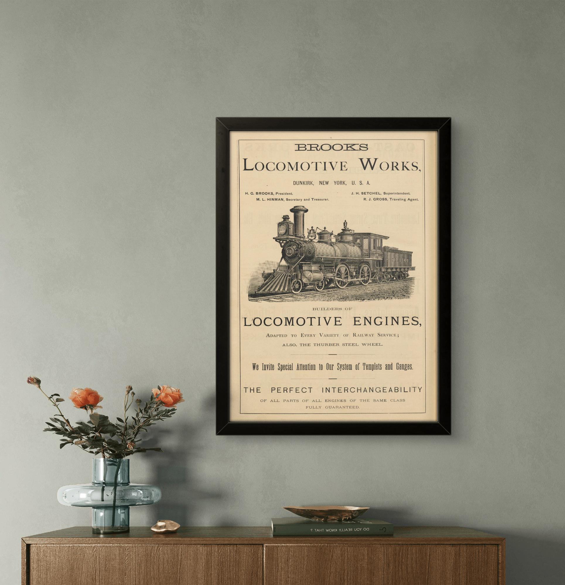 Steam Engine Print, Vintage Advertising Art, Train Lover Gift, Antique ...