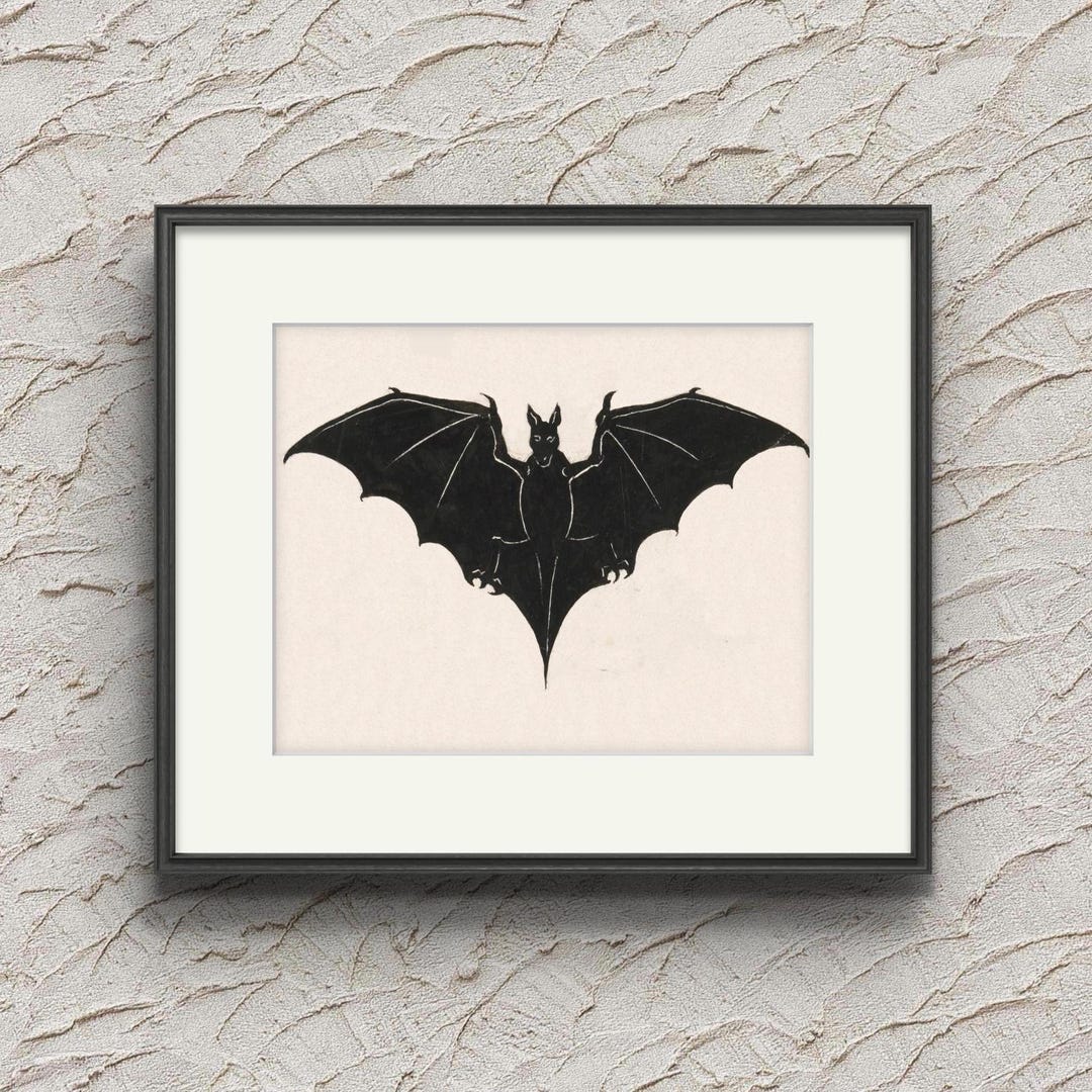Black Bat Halloween Printable, Gothic Home Decor, Dark Academia, Simple ...