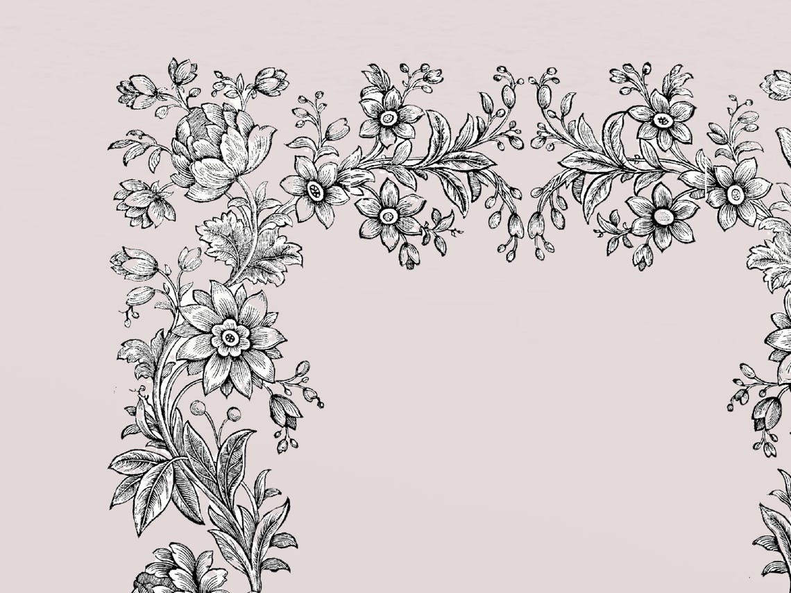 Victorian Floral Frame PNG | Antique Flower Border Digital Download ...