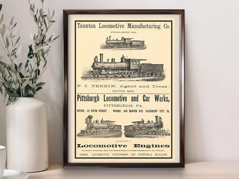Steam Engine Print, Vintage Advertising Art, Train Lover Gift, Antique ...