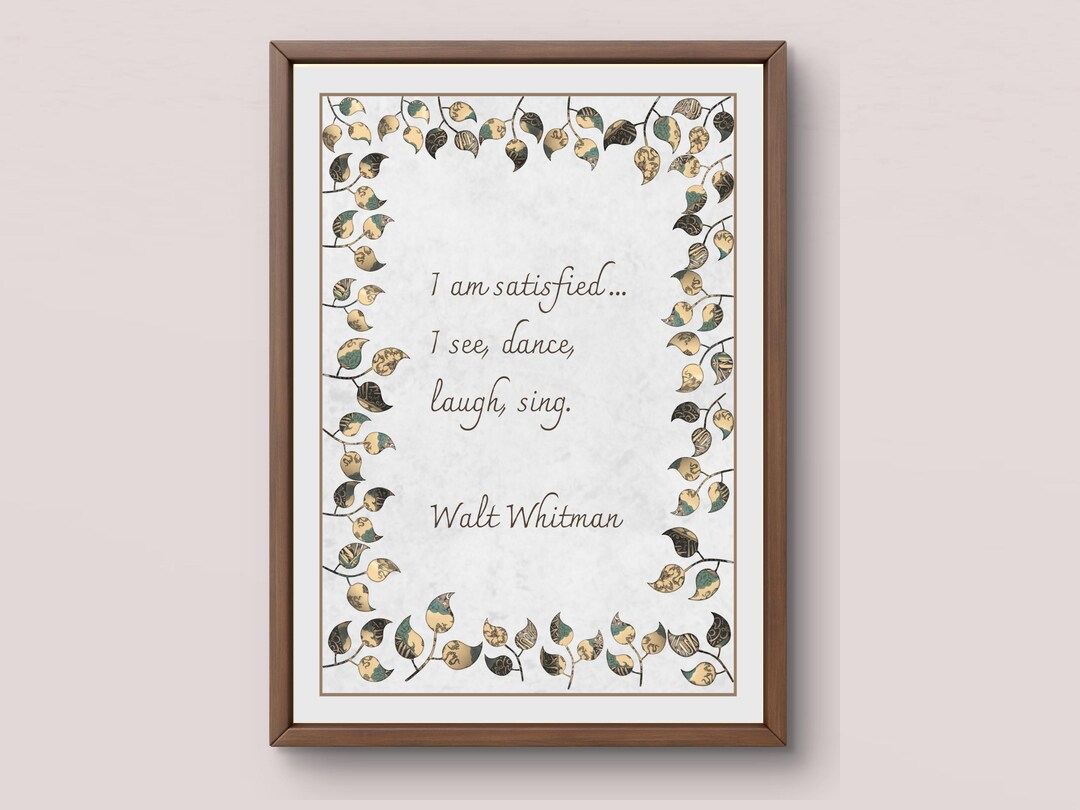 Walt Whitman Printable Quote Card, Original Vintage Leaf Border Design ...