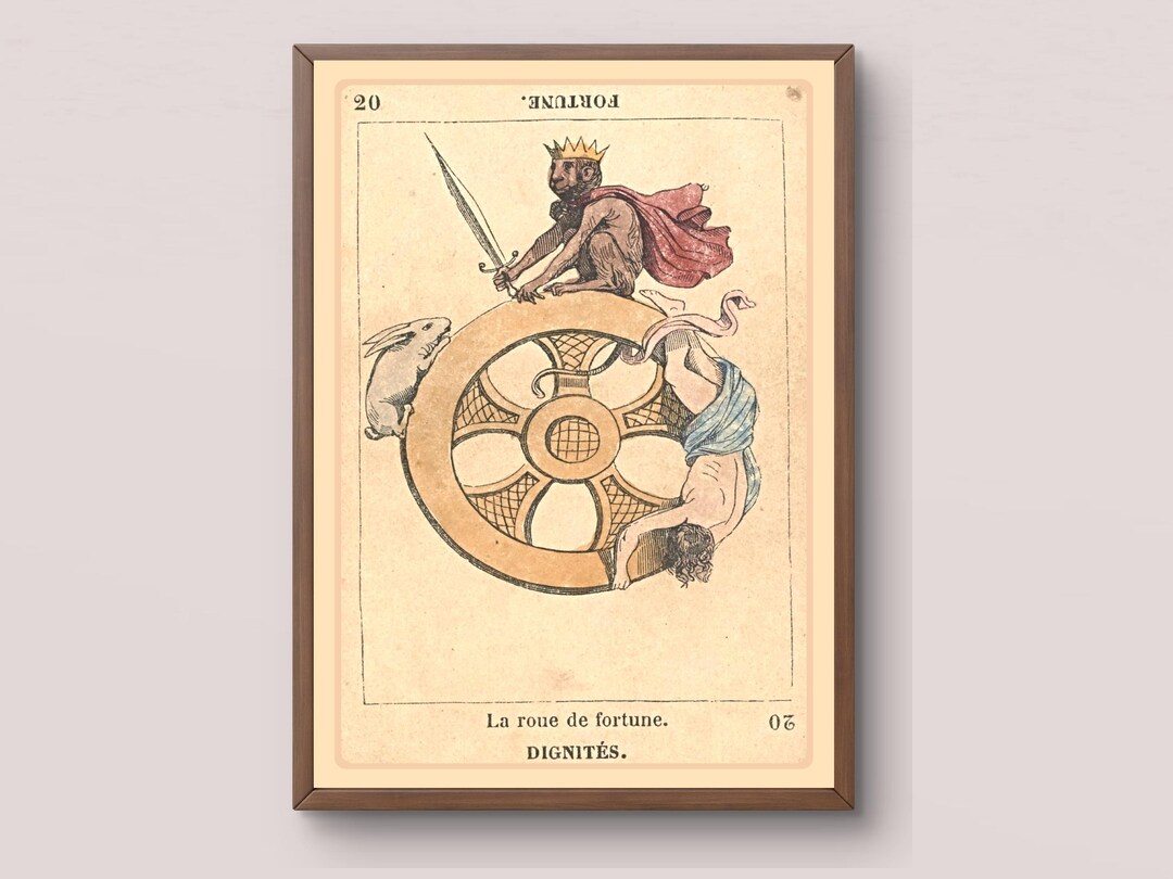 Monkey Fortune Wheel Card | French Oracle Art Print | Wheel of Fate ...
