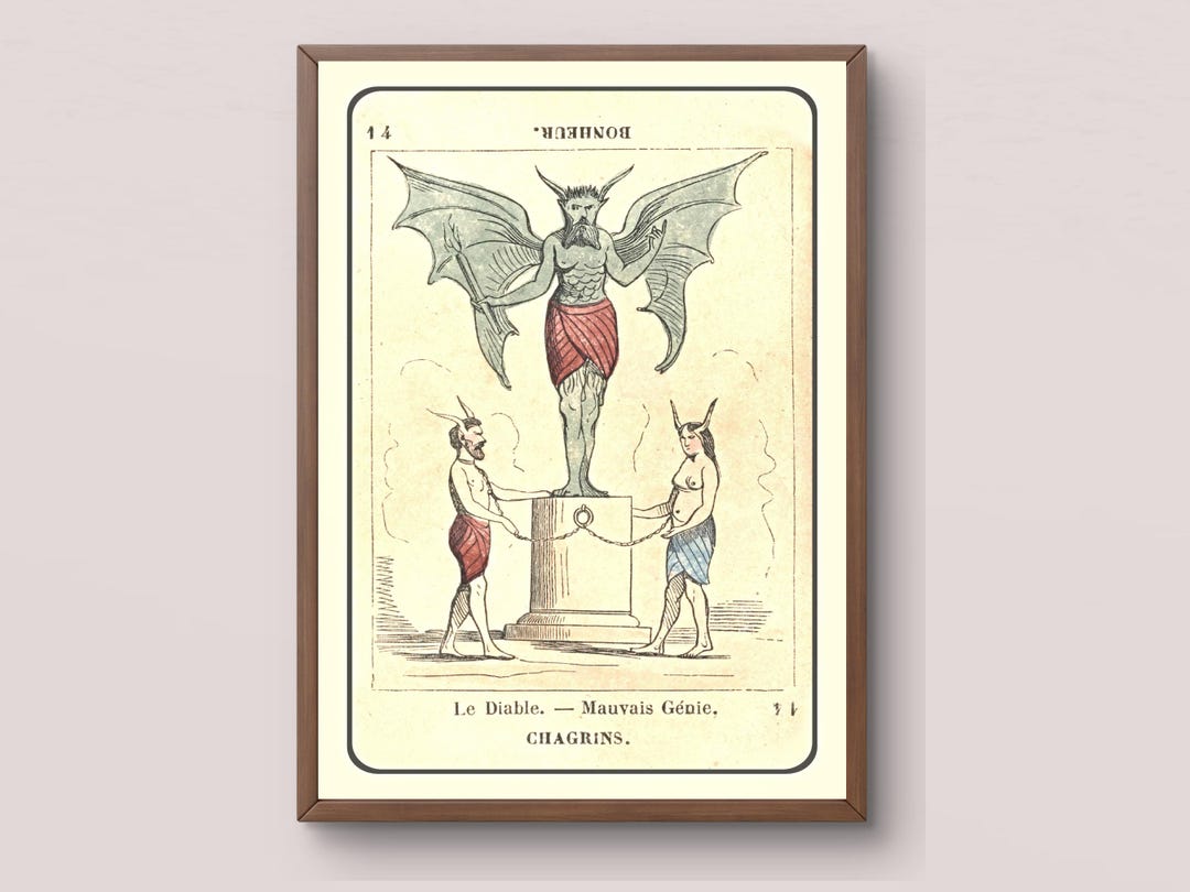 French Devil Tarot Card Digital Download | Antique 1800s Divination Art Print | Le Diable ...