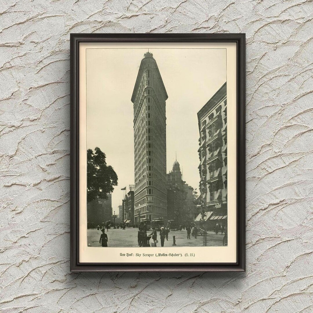 Vintage New York, Antique Photo, Skyscraper Flatiron Building, Digital ...