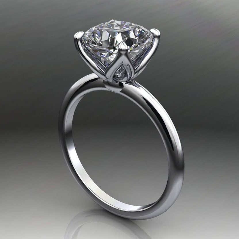 Natalie Ring 2.5 Carat Cushion Cut NEO Moissanite Engagement | Etsy