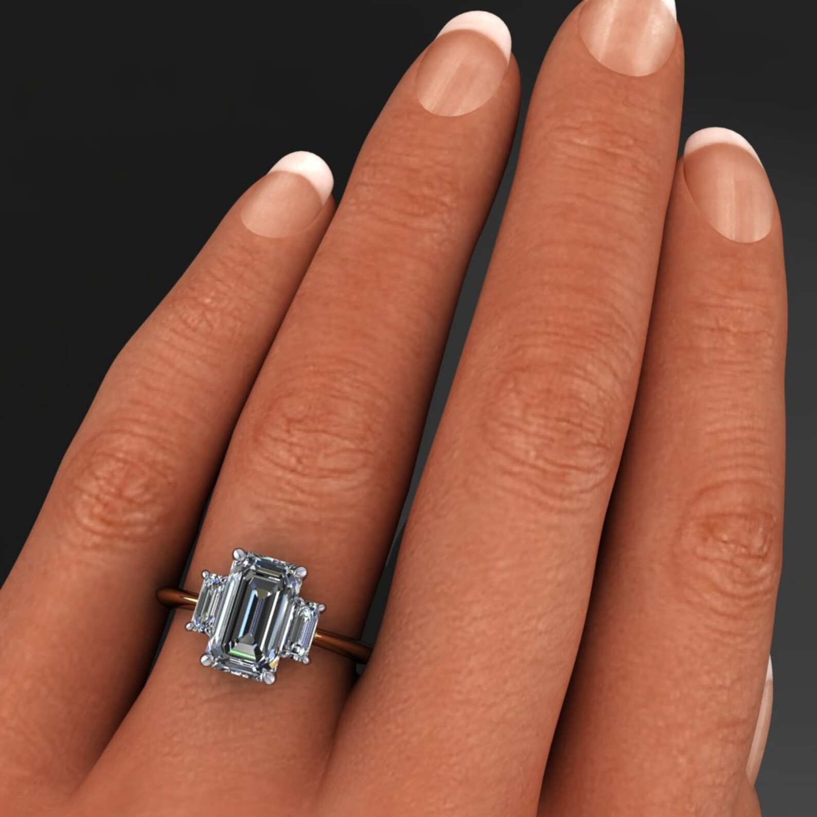 Emerald Cut Moissanite Engagement Ring - 14k Gold Kennedy Ring - Etsy