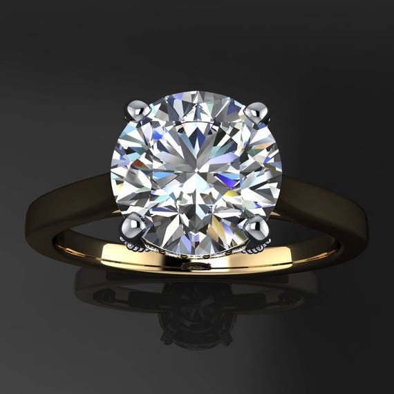 Kaia ring 1.9 carat round NEO moissanite engagement ring | Etsy