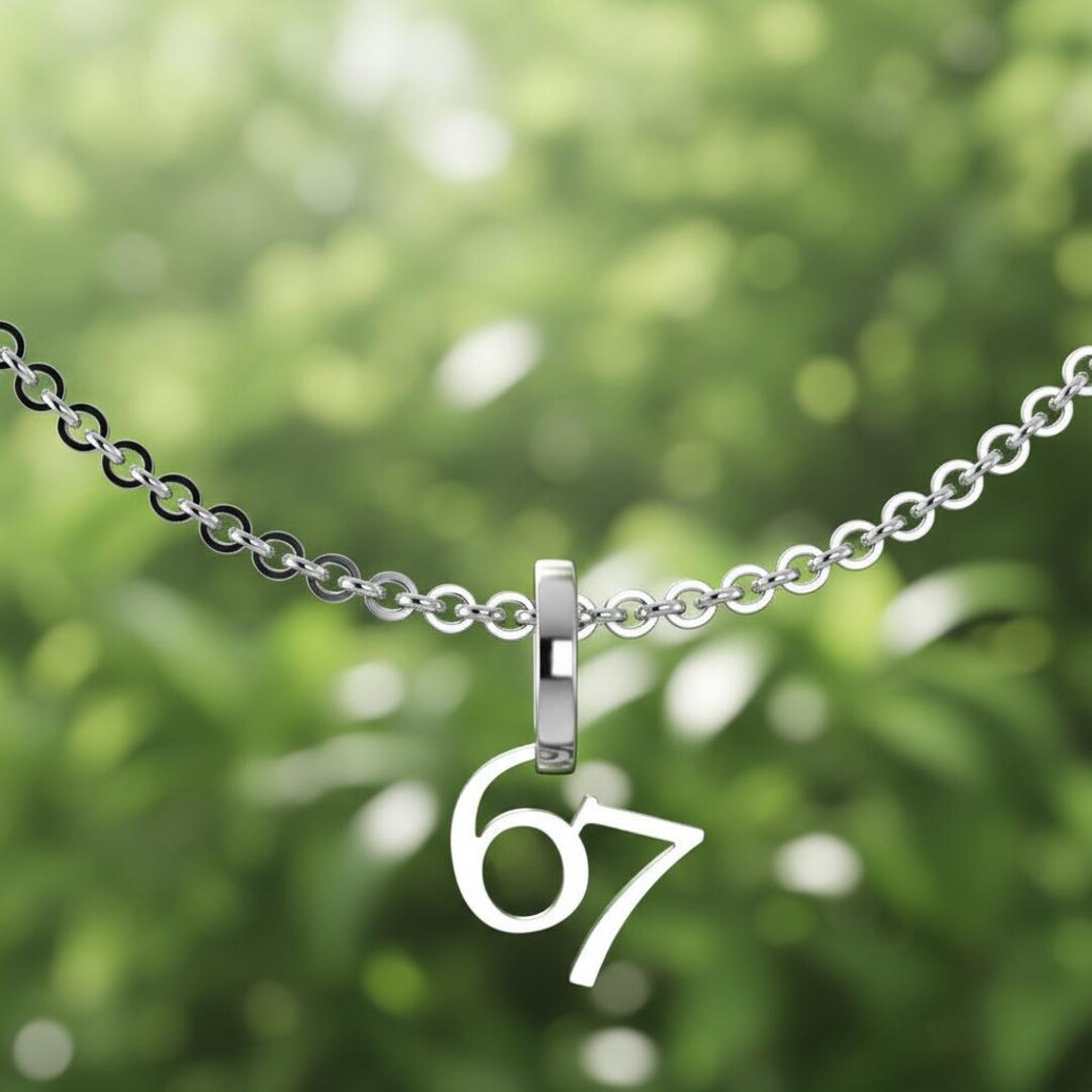67 Necklace - Meme Pendant, Trending Jewelry, Sterling Silver Necklace ...