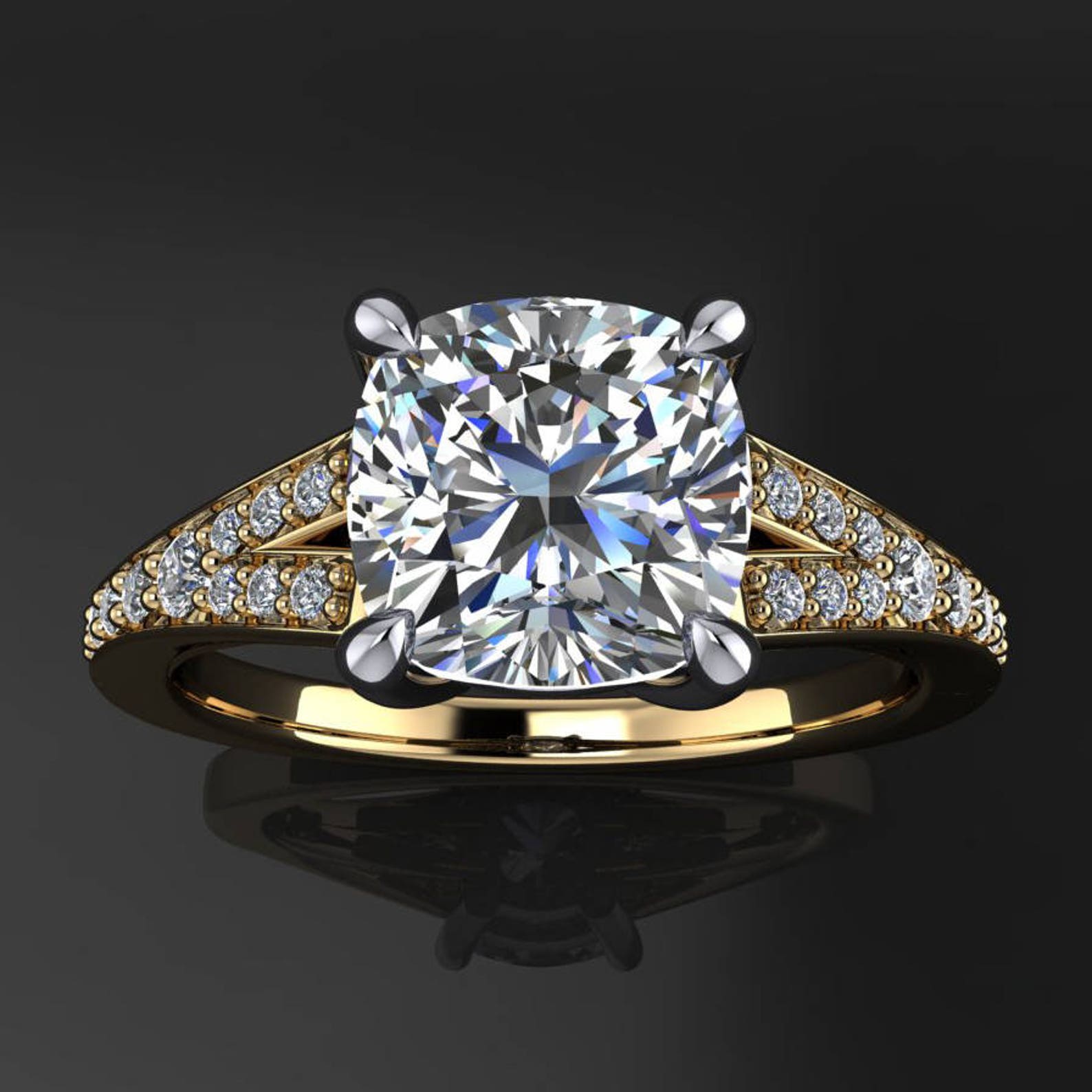 Caterina Ring – 1.7 Carat Cushion Cut NEO Moissanite Engagement Ring ...