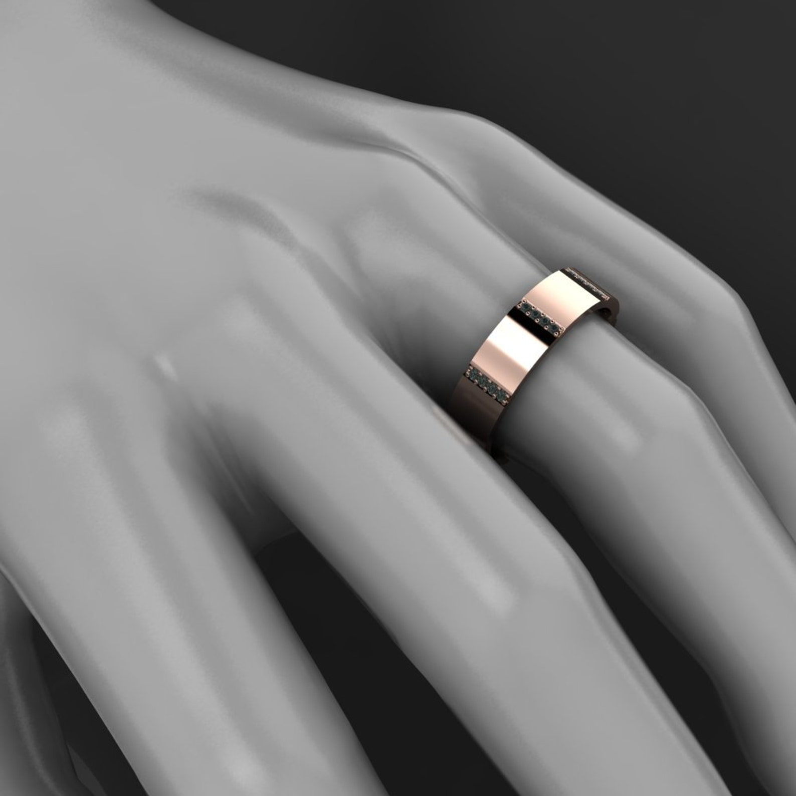 Axel Ring Men's Gold and Moissanite Wedding Band Black | Etsy