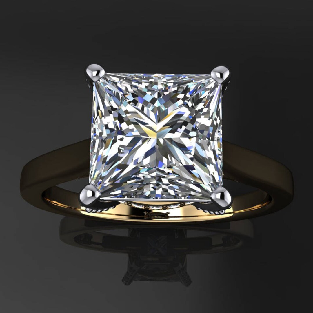 Kaia Ring - 2.5 Carat Princess Cut Moissanite Engagement Ring - Etsy