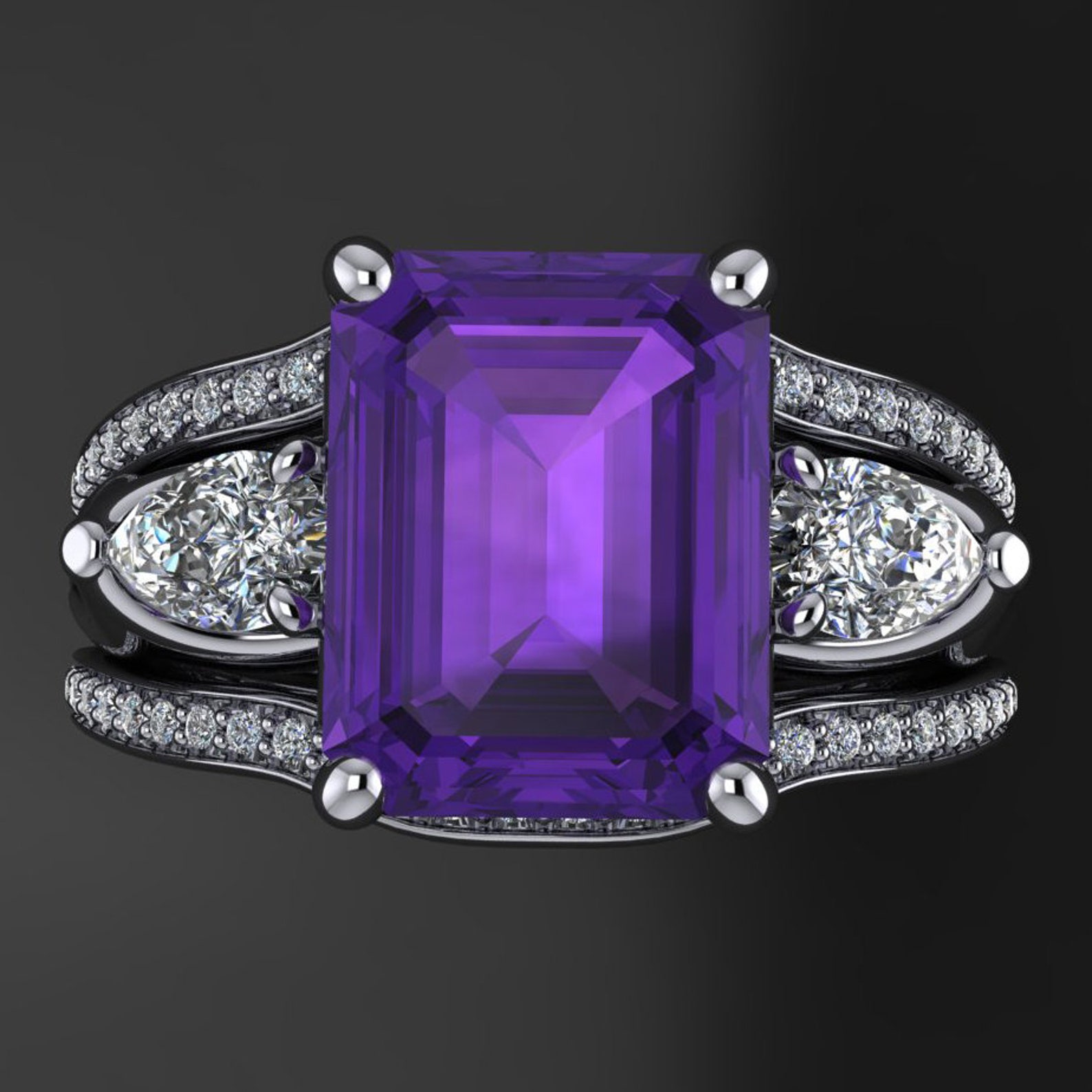 Crazy Rich Asians Ring 2 Carat Amethyst Ring Moissanite - Etsy