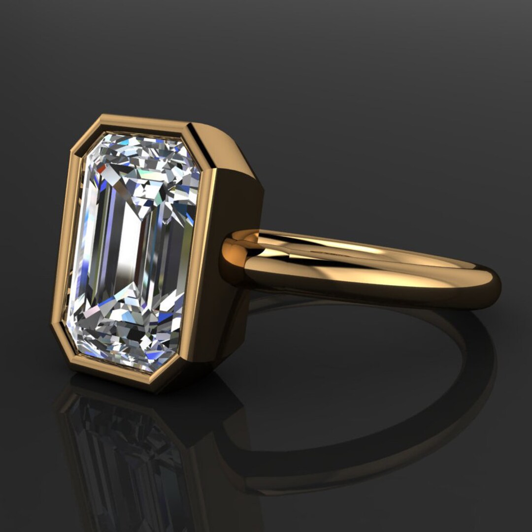 Anillo maria anillo de moissanita ZAYA de talla esmeralda de 3 quilates ...