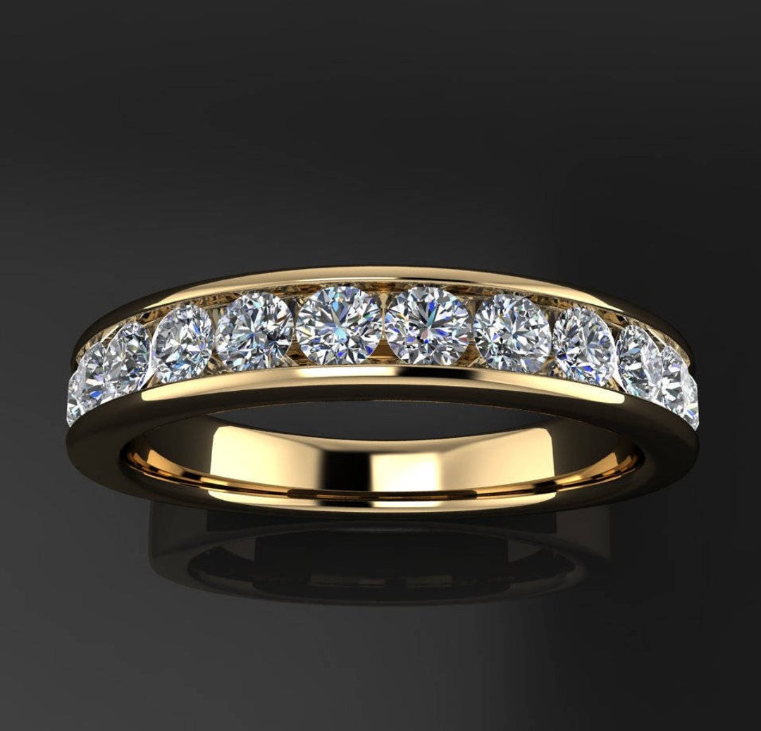 14k Gold Diamond Wedding Band - 12 Stone Anniversary Ring - Juniper - Etsy