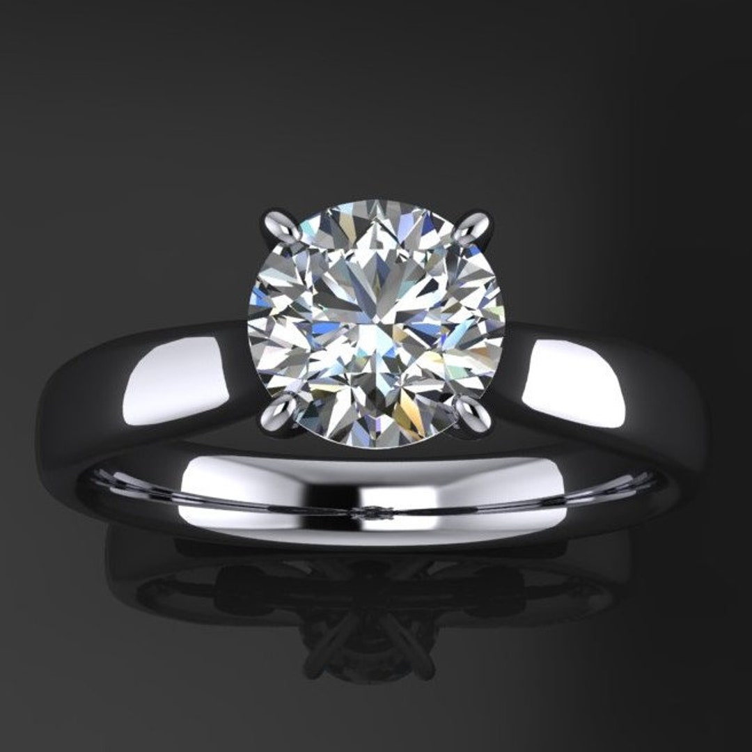 Custom Sabra Ring 1 Carat Round Cut NEO Moissanite - Etsy