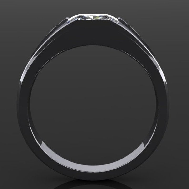 Fernando Ring - Men's Gold Wedding Band, 2 Carat Radiant Cut Moissanite ...