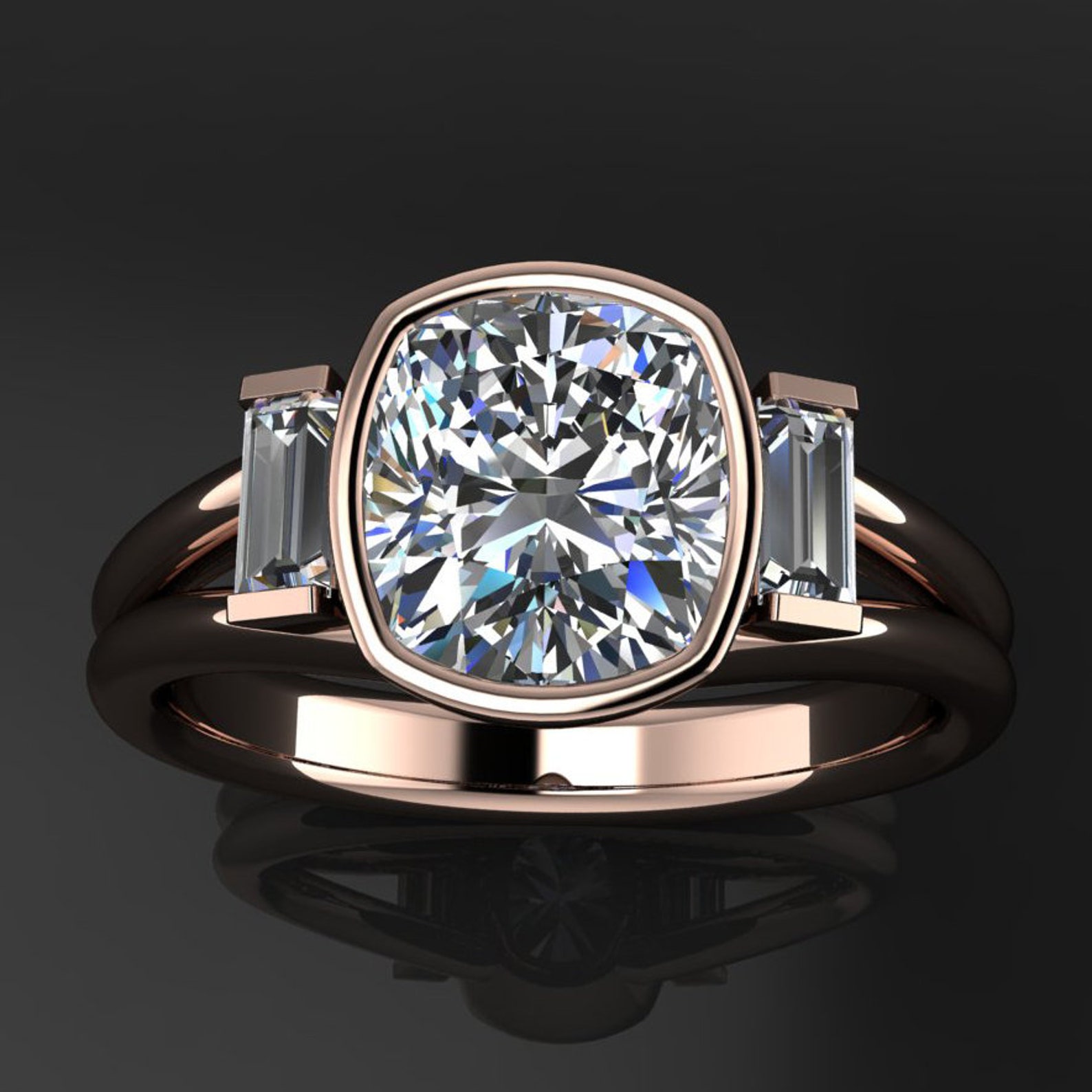 Azul Ring 2 Carat Elongated Cushion Cut Moissanite - Etsy