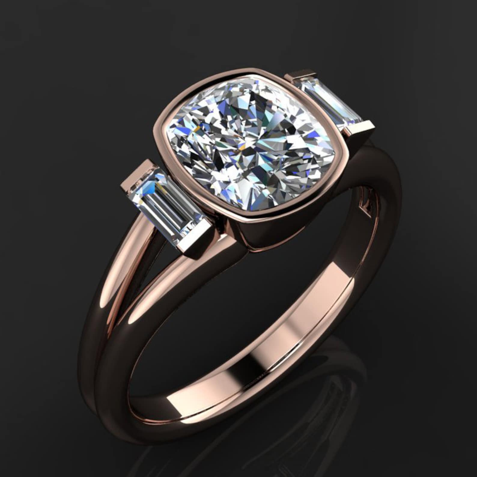 Azul Ring 2 Carat Elongated Cushion Cut Moissanite - Etsy