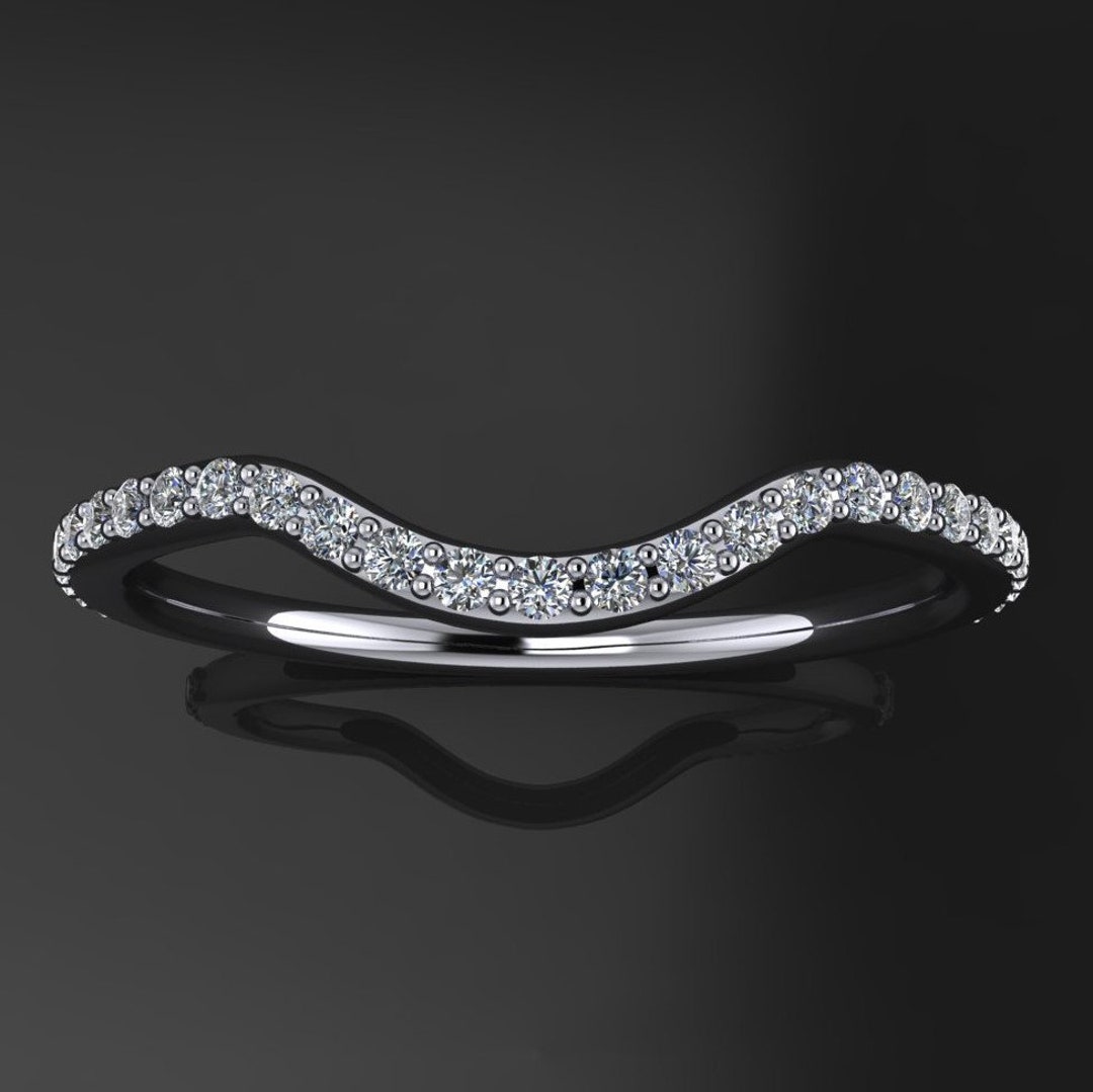 Wedding Band - Contoured Diamond Wedding Band - Etsy